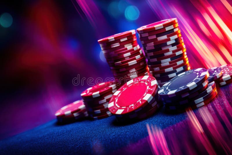 Realistic Floating Poker Chips Display with Colorful Reflections and ...