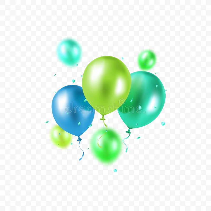 Realistic Floating Vector Balloons Isolated on Transparent Background ...