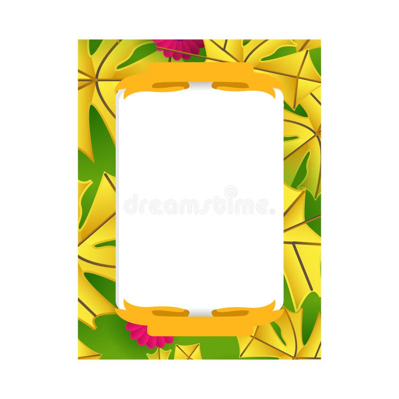 Realistic Floral Frame Design Template on White Background Stock ...