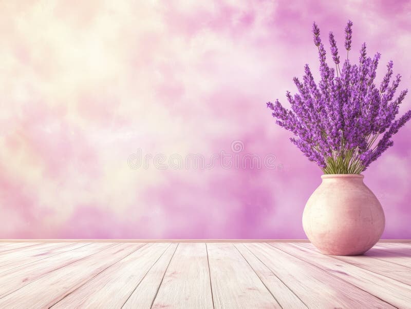 Realistic Floral Print Wallpaper Inspired by Lavender Fields Stock ...