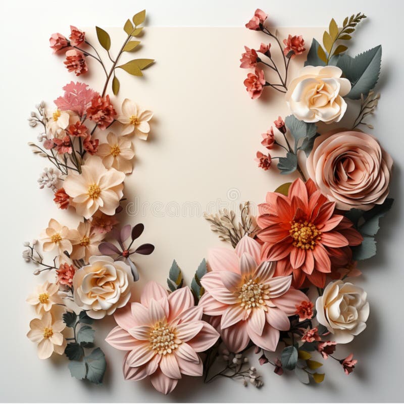 Realistic Flowers on A4 Paper Stock Illustration - Illustration of ...