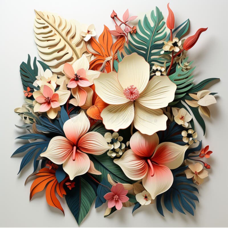 Realistic Flowers on A4 Paper Stock Illustration - Illustration of ...