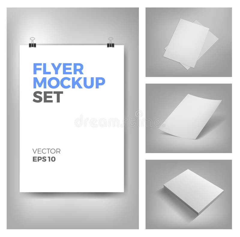 Realistic Flyer Mockup Set Vector Stock Vector - Illustration of ...