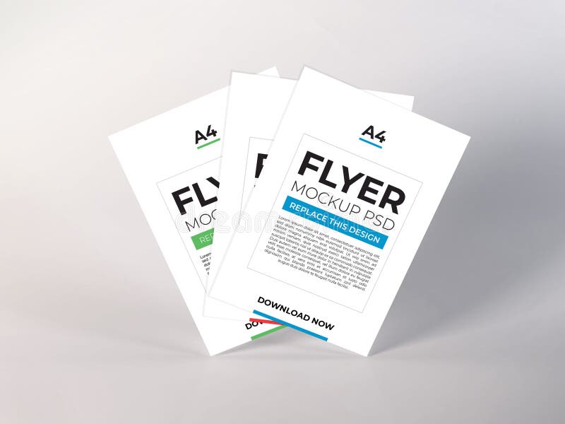 Realistic A4 Flyer Mockup Template Scene Stock Illustration ...