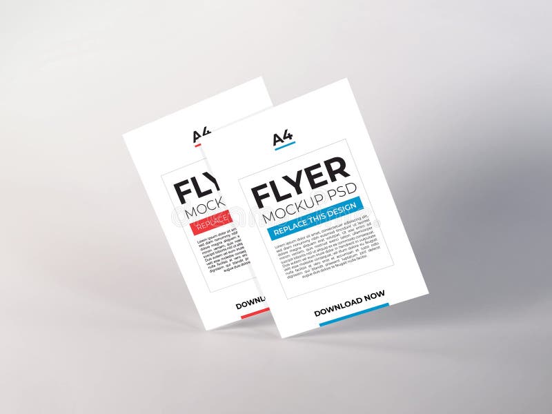 Realistic A4 Flyer Mockup Template Scene Stock Illustration ...