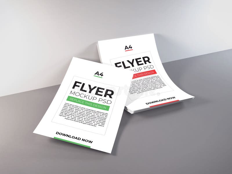 Realistic A4 Flyer Mockup Template Scene Stock Illustration ...