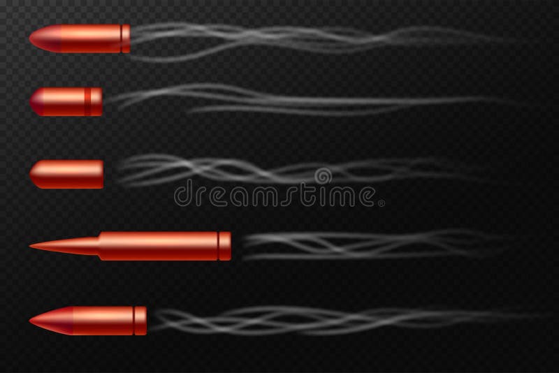 Realistic Flying Bullet Isolated on Transparent Background Stock Vector ...