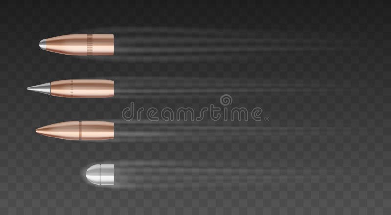Realistic Flying Bullet with Smoke Trace Isolated on Transparent Dark ...