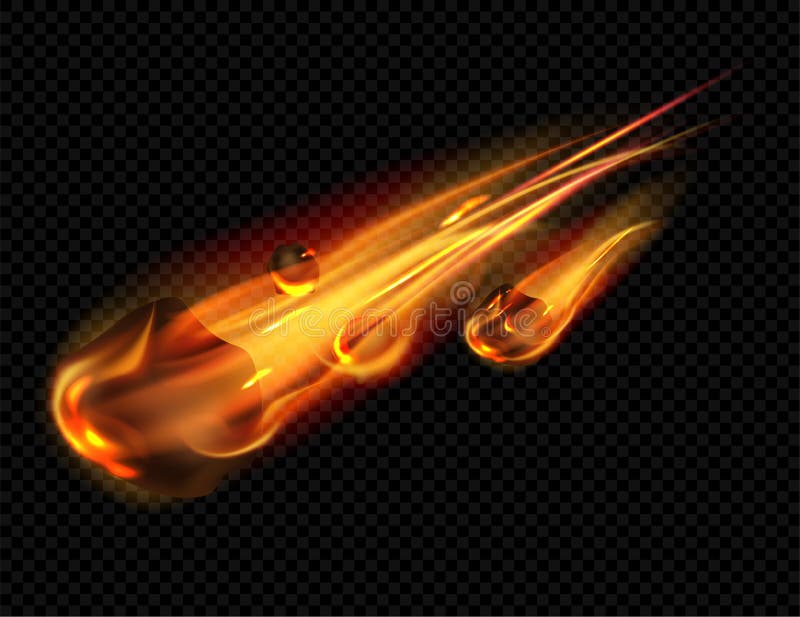 Realistic Flying Comet Composition Stock Vector - Illustration of flame ...