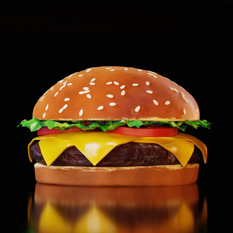 Realistic Food. Classic Burger Stock Illustration - Illustration of ...