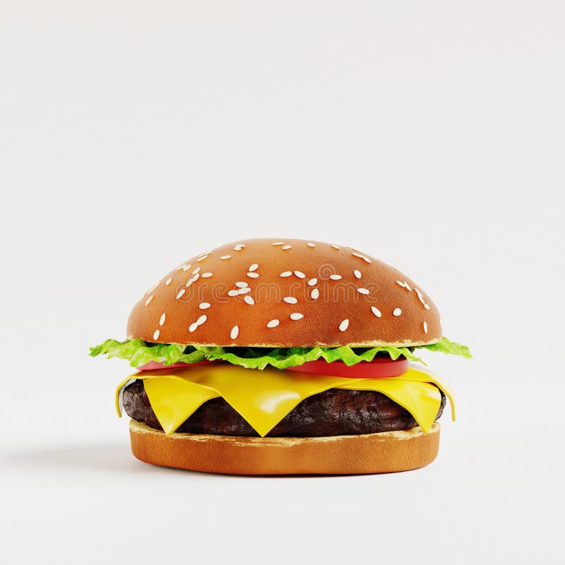 Realistic Food. Classic Burger Stock Illustration - Illustration of ...