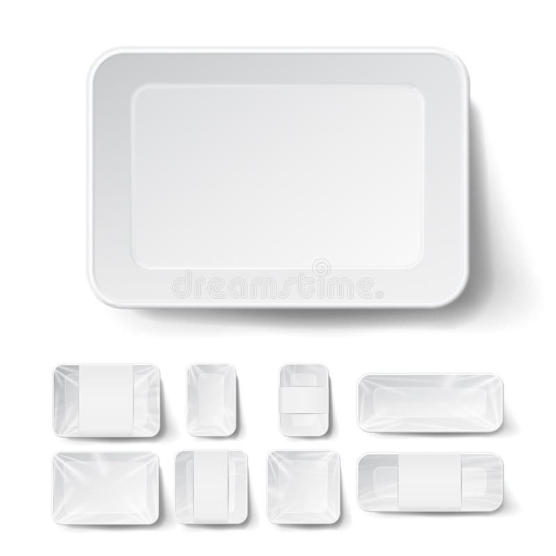 Realistic Food Container Set Vector. Empty Plastic Food Square ...