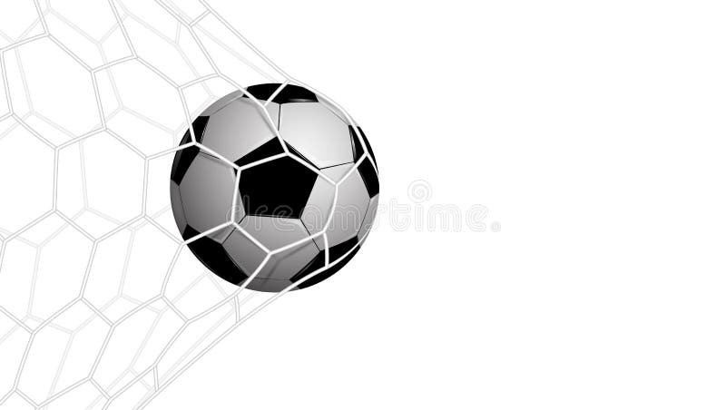 Realistic Football in Net Isolated on White Background, Vector ...