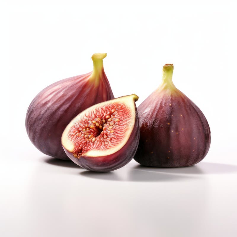 Realistic Forms: Three Figs on White Background Stock Illustration ...