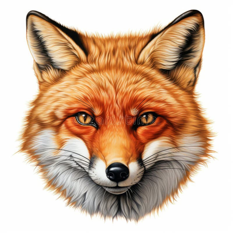 Realistic Fox Head Sketch on White Background - Abstract Illustration ...
