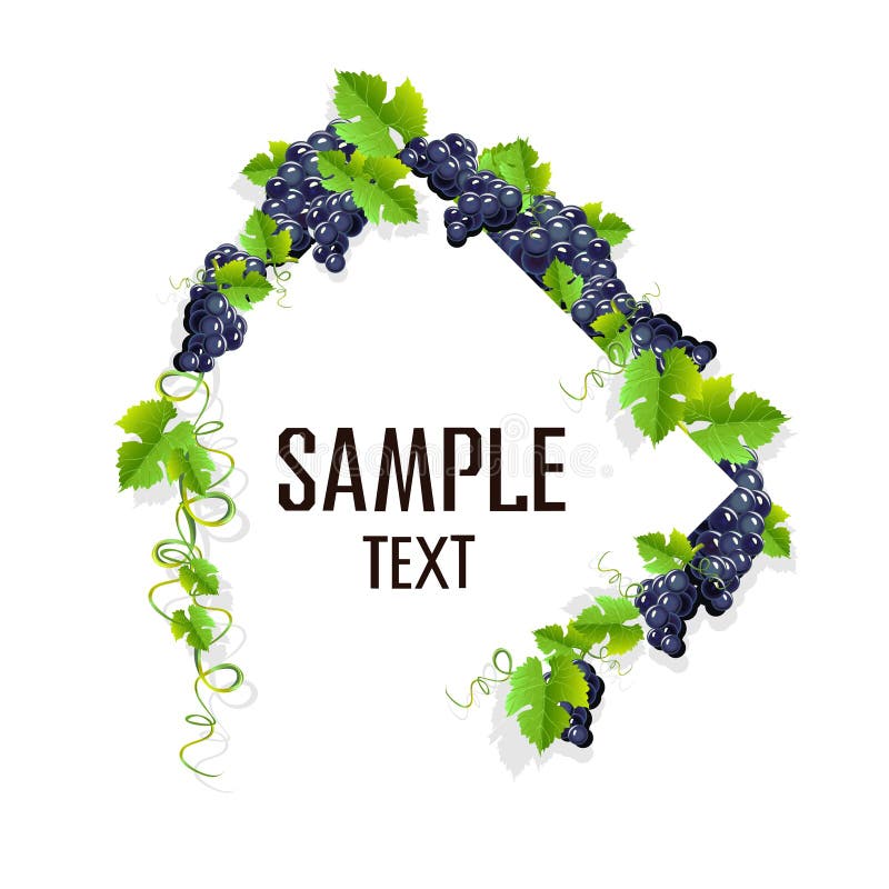 A Realistic Frame With Black Grapes Stock Vector - Illustration of ...