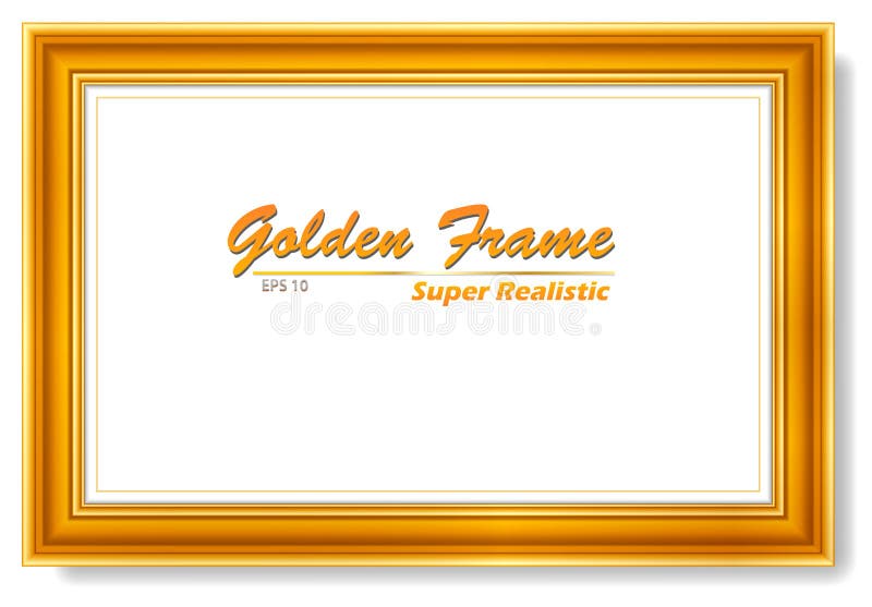 An Illustration Elegant Gold Picture Frame Realistic Shape. Approximate ...