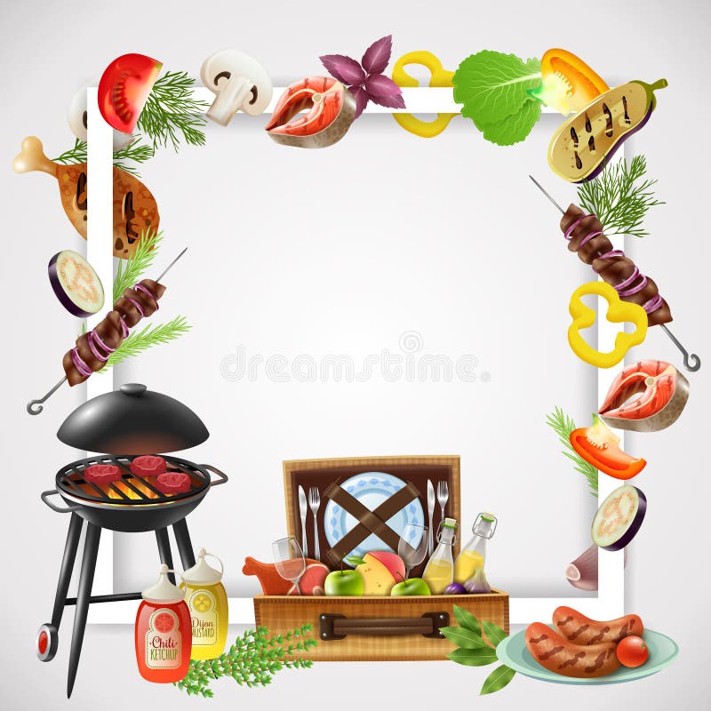 BBQ Realistic Frame stock vector. Illustration of decorative - 119782428