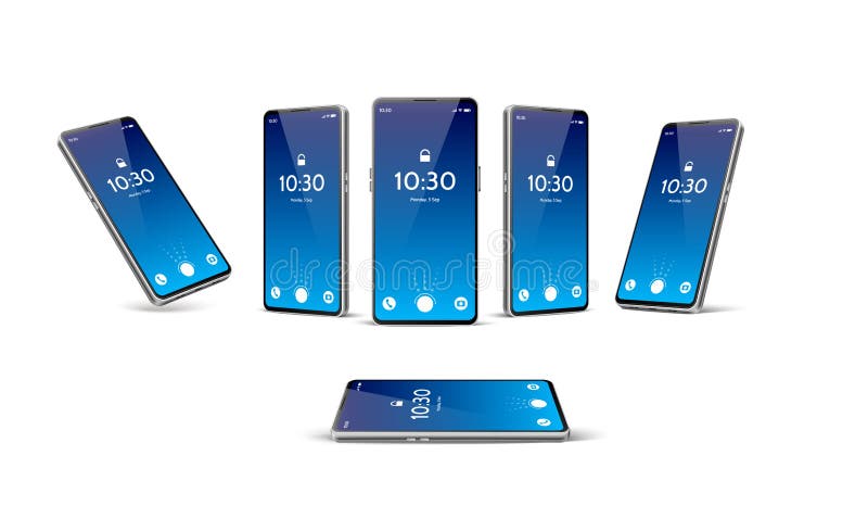 Vector Blue Frameless Smartphone Mockup Set 3d Stock Vector ...