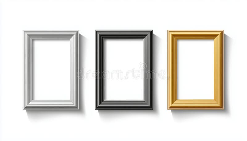 Realistic Frames in Silver stock photo. Image of wall - 361818710