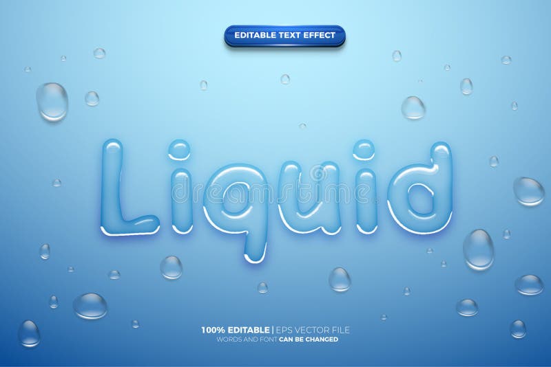 Realistic Fresh Liquid Water Transparent Text Effect Stock Vector ...