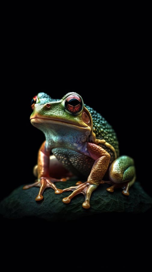 Realistic Frog on Dark Background. Stock Illustration - Illustration of ...