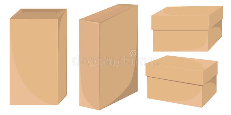 Realistic Front and Side Views of Delivery Cardboard Boxes in Vector ...