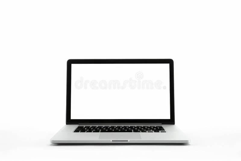 Realistic Front View Laptop Mockup with Blank White Screen Display ...