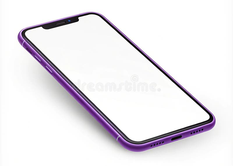 Realistic Front View Smartphone Mockup Mobile Iphone Purple Frame with ...