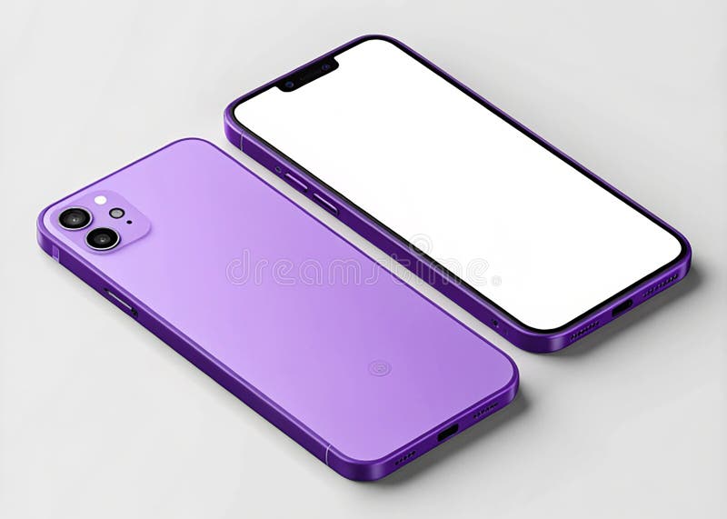 Realistic Front View Smartphone Mockup Mobile Iphone Purple Frame with ...