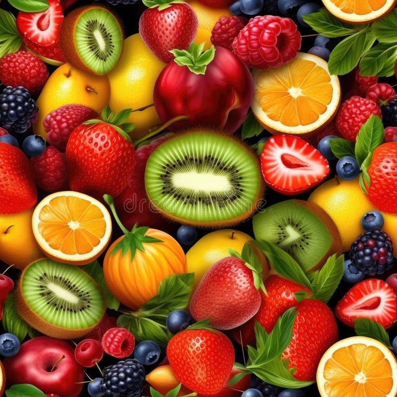 Realistic Fruit Patterns Texture Background Stock Illustration ...