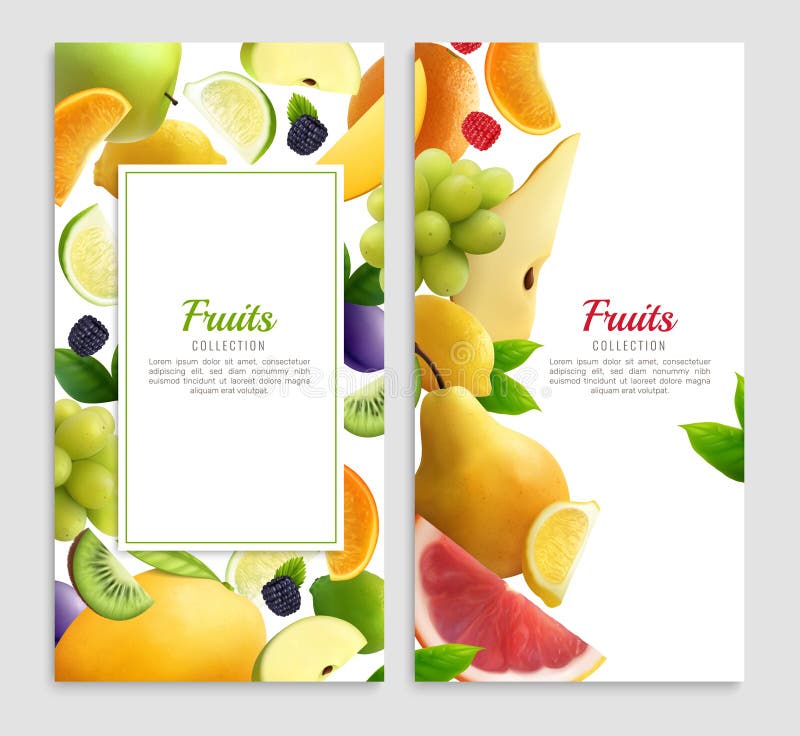 Realistic Fruits Design Set Stock Vector - Illustration of appetizing ...