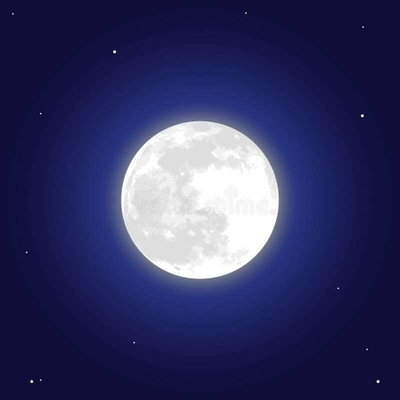 Realistic Full Moon Illustration on Night Sky Stock Vector ...