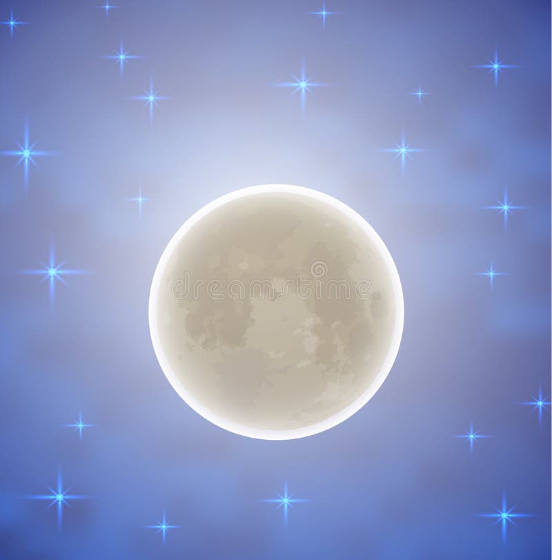 Realistic Full Moon. Moon in Space. Detailed Vector Illustration Stock ...