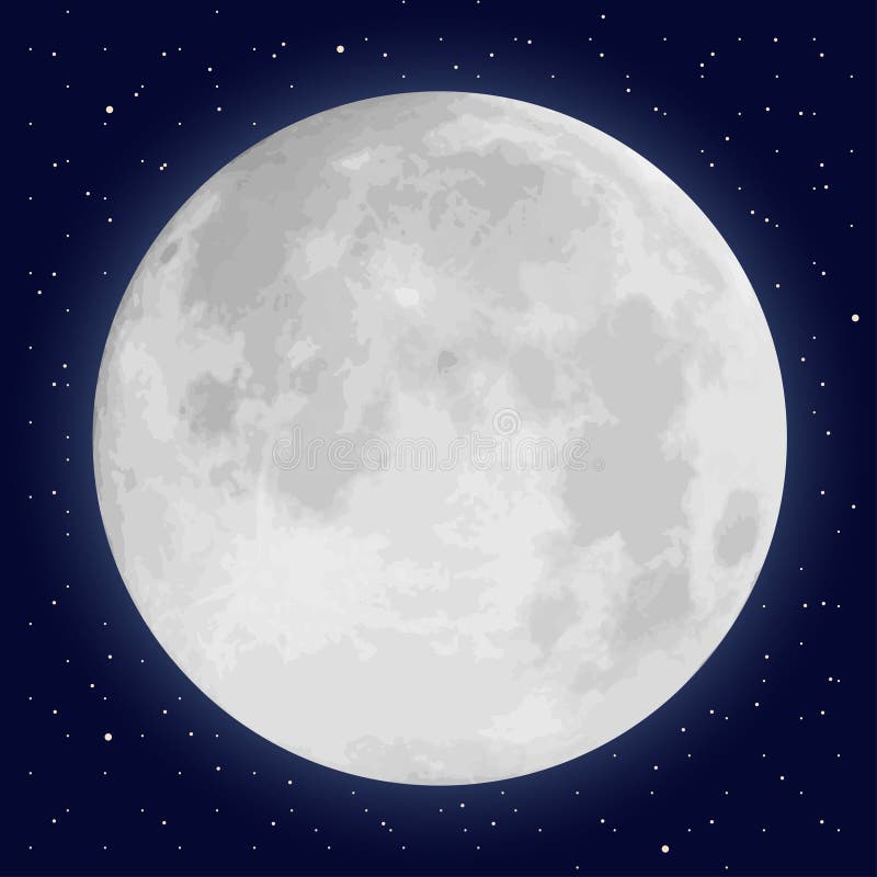 Realistic Full Moon and Stars Stock Vector - Illustration of bright ...