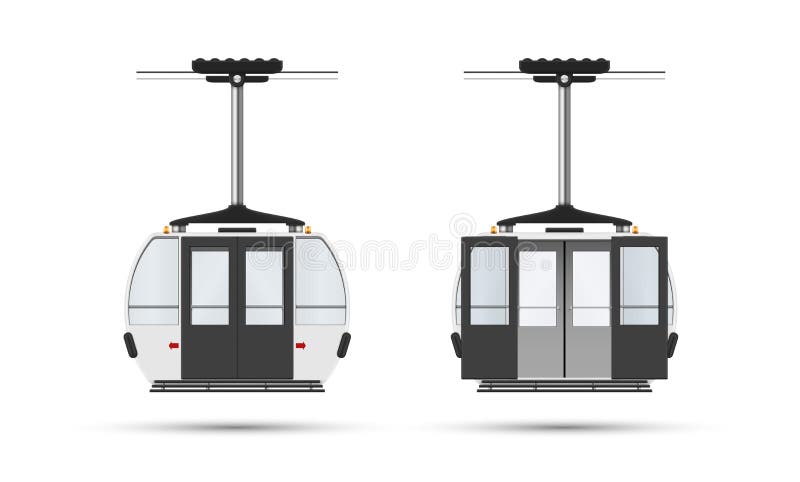 Realistic Funicular Cabin Open and Closed Doors Vector Illustration ...