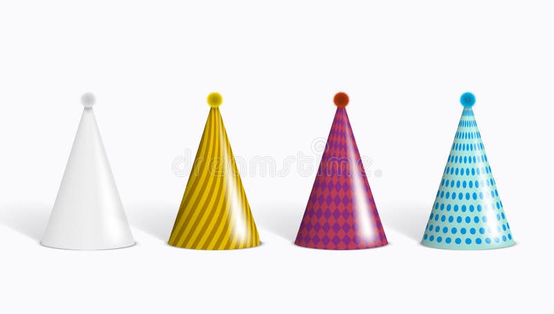 Realistic Funny Colorful Party Hats Set on White Stock Illustration ...