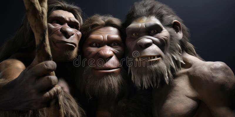 Neanderthals selfies stock illustration. Illustration of civilization ...