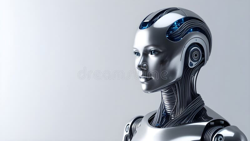 Realistic Futuristic Android with Complex AI Stock Illustration ...