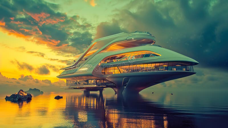 Realistic Futuristic Luxury House Stock Illustration - Illustration of ...