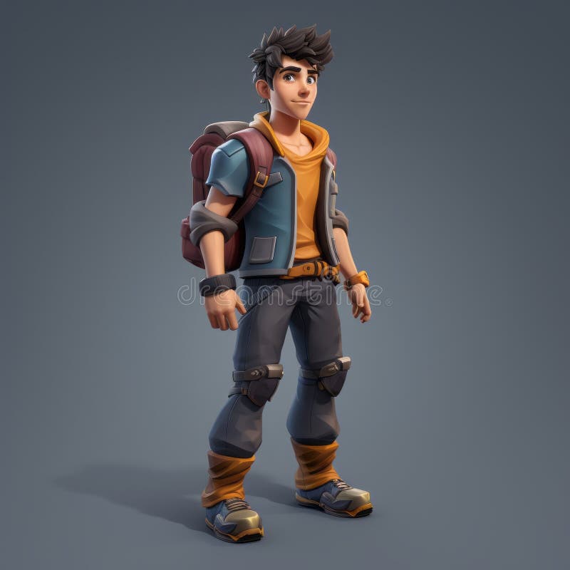 3d Explorer Boy with Backpack: Animated Film Style Render Stock ...