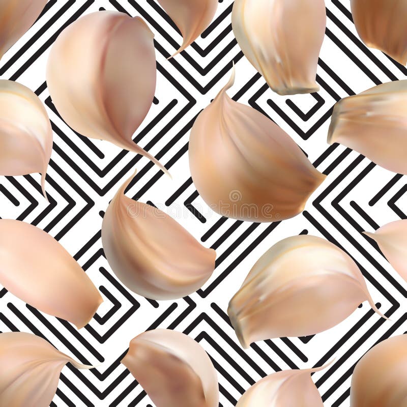 Realistic Garlic Seamless Pattern Stock Vector - Illustration of black ...