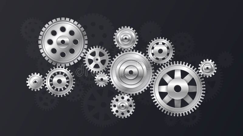 Realistic gears banner stock illustration. Illustration of teeth ...