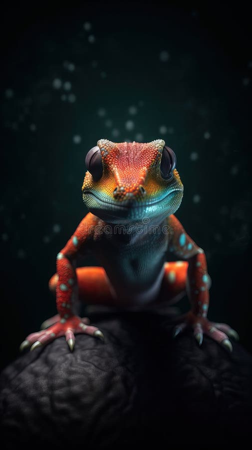 Realistic Gecko on Dark Background. Stock Illustration - Illustration ...