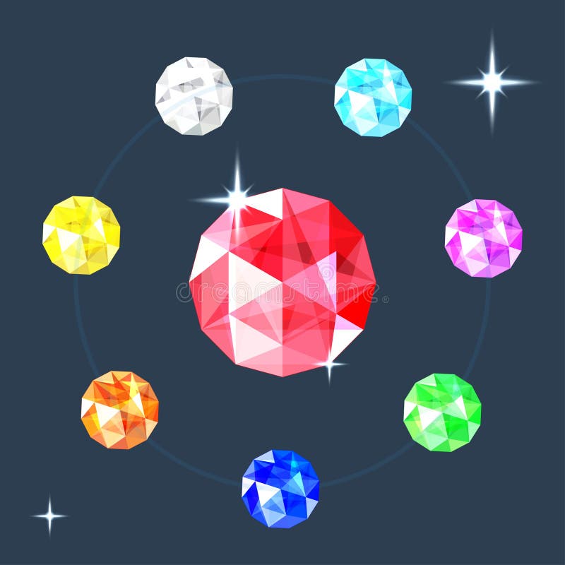 Realistic Gems Collection. Set of Different Jewels. Vector Illustration ...