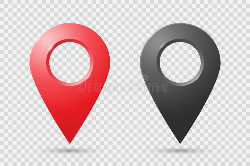Realistic Red Geolocation Icon with Highlights on a Transparent ...