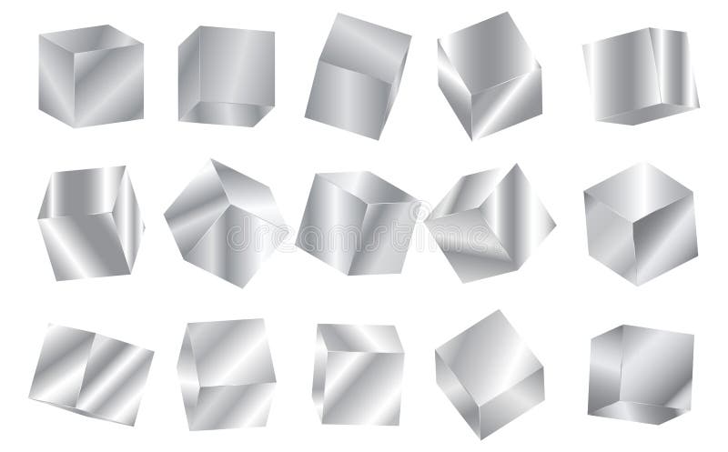 Realistic Geometric 3D Square Shape, Silver Metallic Cubes. Metal Cube ...
