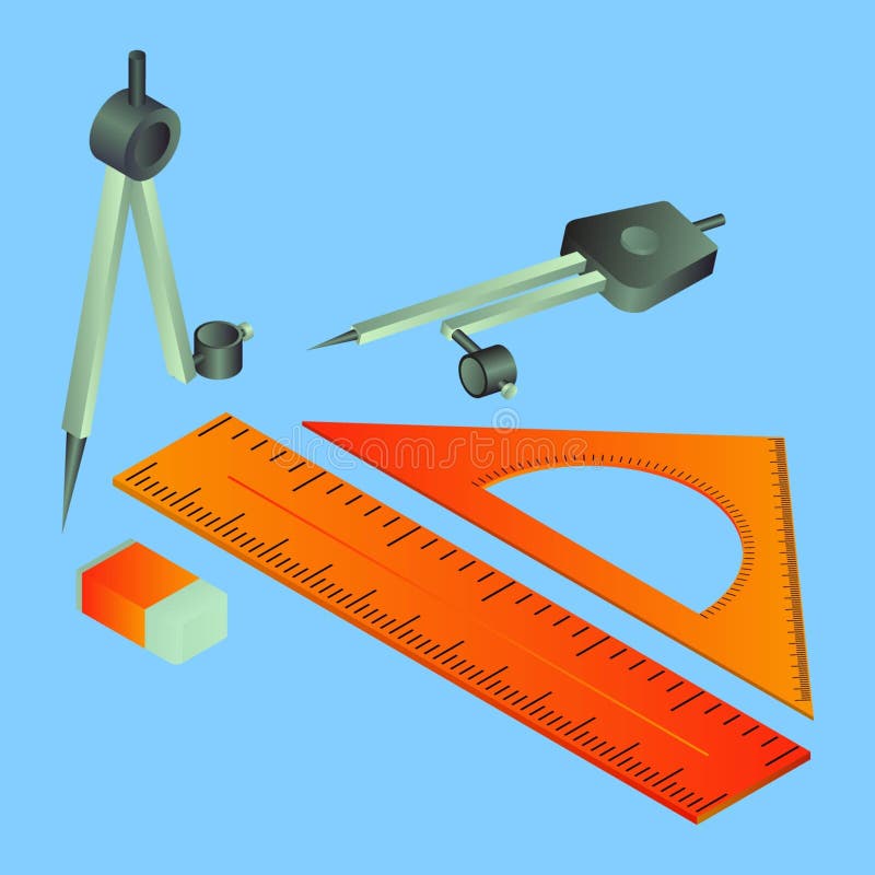 Realistic Geometric Elements Like As Ruler Scale with Triangle ...