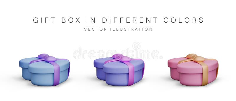 Realistic Gift Box, Side View. Set of Vector Objects of Different ...