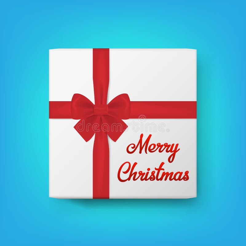 Realistic Gift Box and Text Merry Christmas. Vector Illustration Stock ...